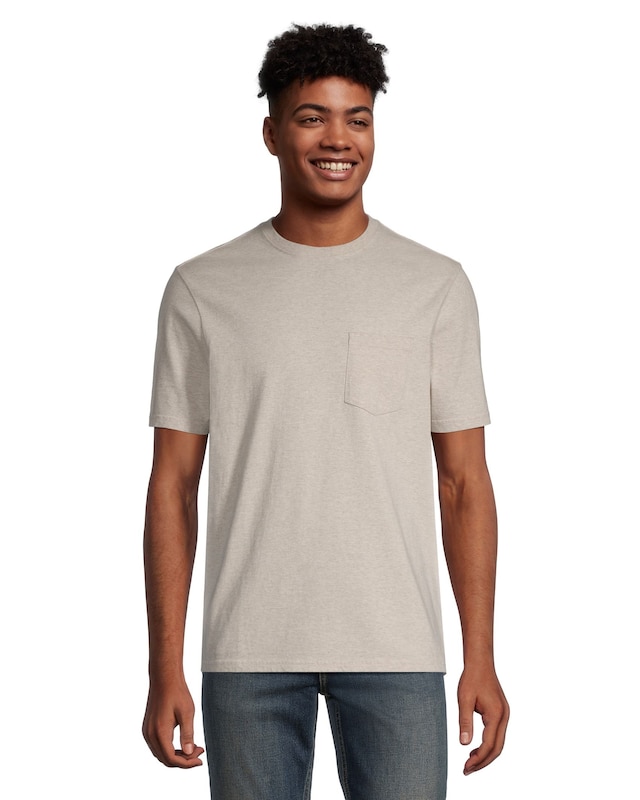 Denver Hayes Mens 50 Wash Classic Fit Chest Pocket Crewneck Cotton T