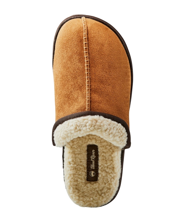 WindRiver Men's Faux Suede Mule With Sherpa Lining Slippers - Tan/Brown ...