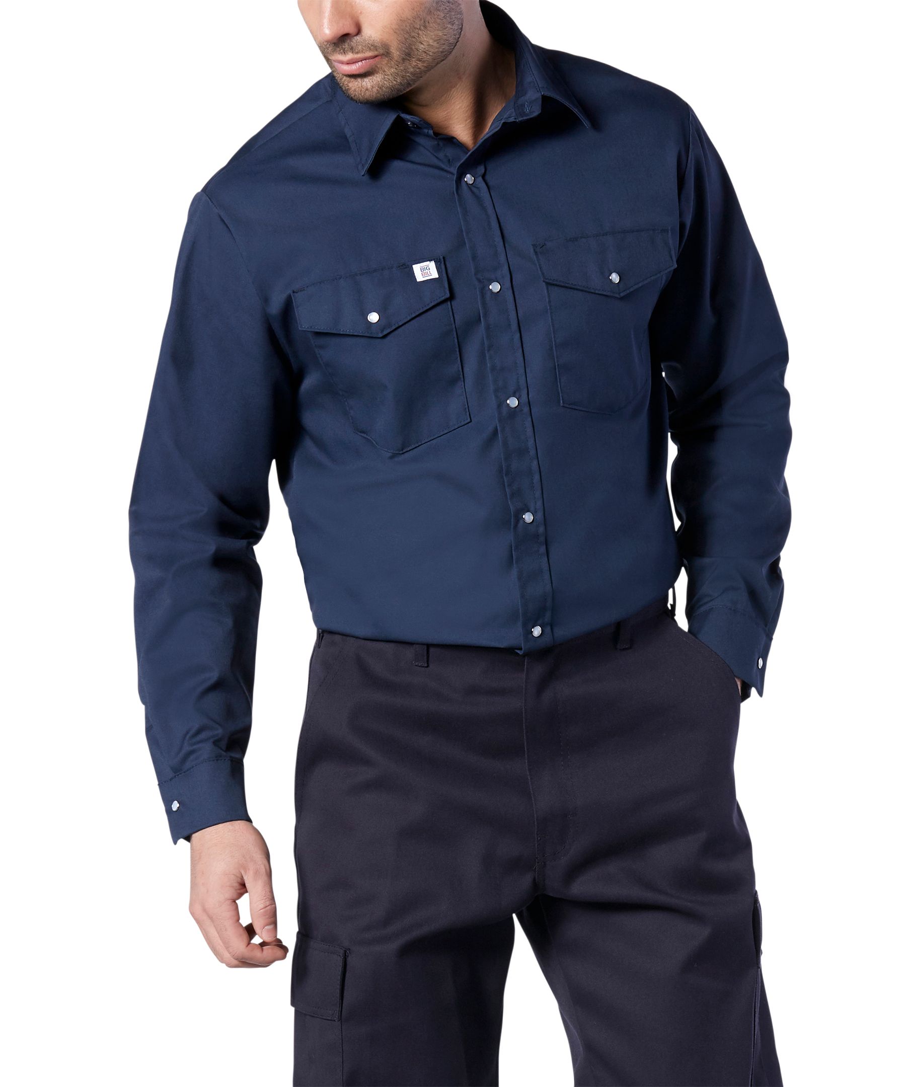 Big Bill Men's Long Sleeve Poly Cotton Twill Snap Work Shirt | Mark's